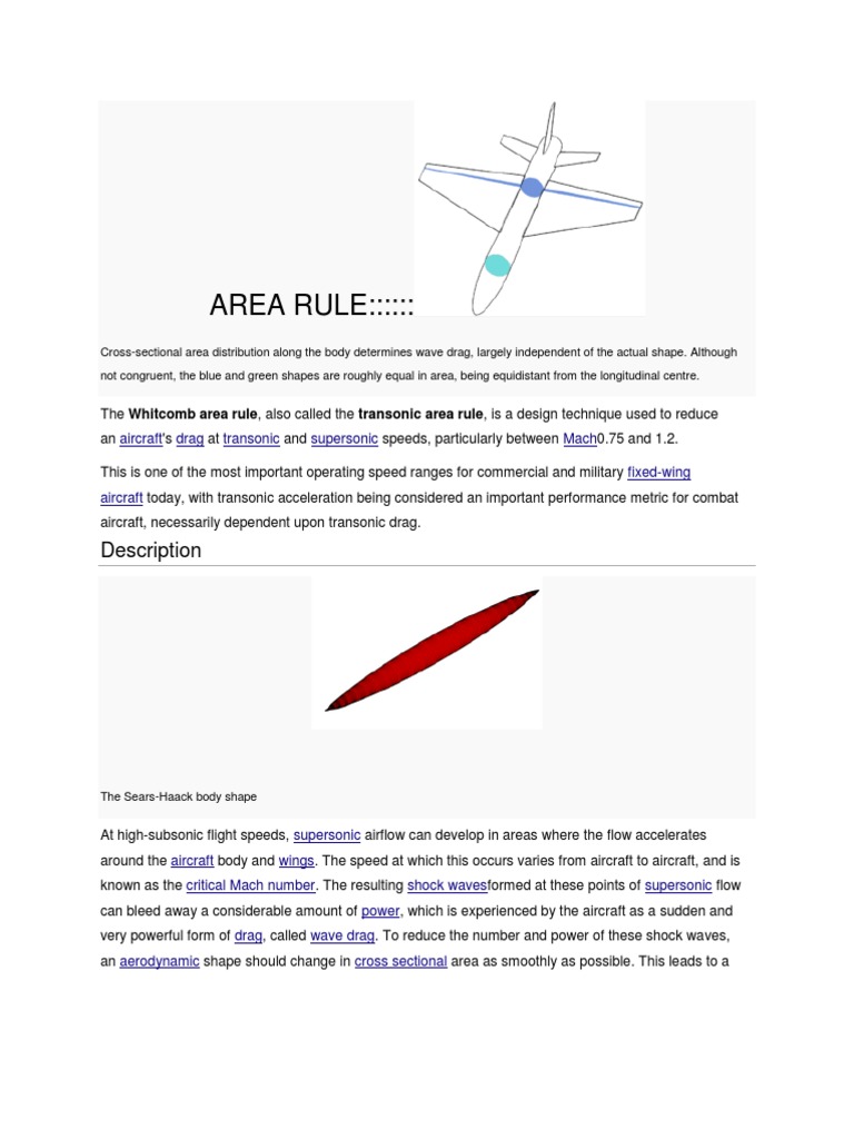 AREA RULE::::::: Description | PDF | Atmosphere Of Earth | Aeronautics