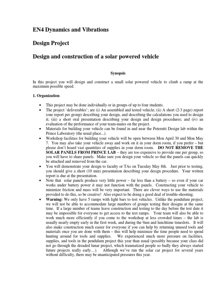Design and Construction of A Solar Powered Vehicle | PDF | Electric ...