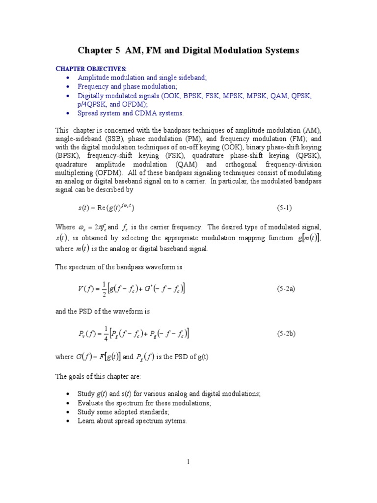 Chapter 5 AM, FM and Digital Modulation Systems | PDF | Frequency ...