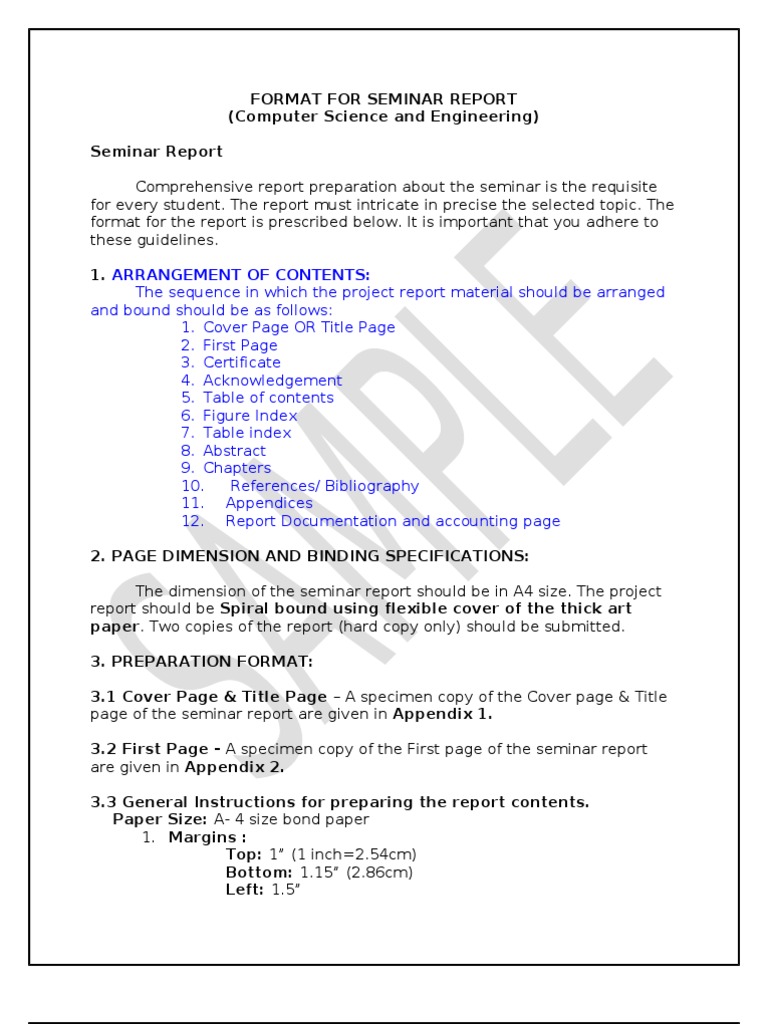 Seminar Report Format Guidelines | PDF | Times New Roman | Typefaces