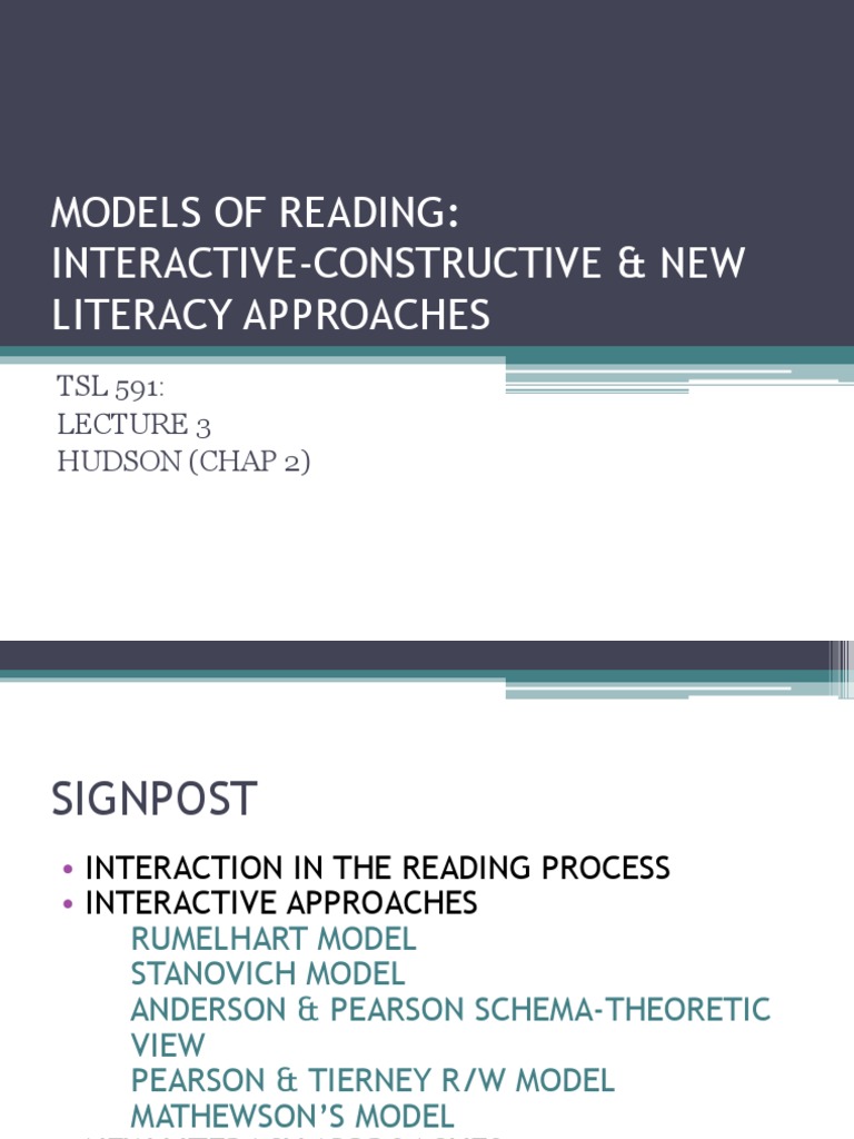 Models of Reading: Interactive-Constructive & New Literacy Approaches ...