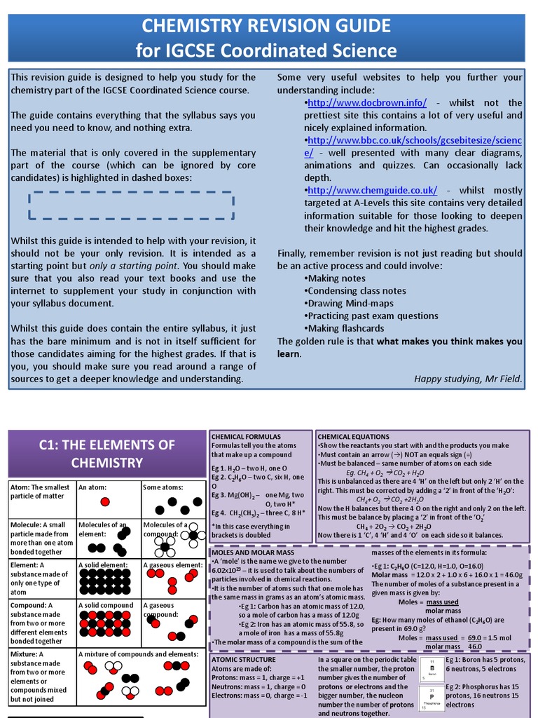 Chemistry Revision Guide For IGCSE Coordinated Science Chemistry ...