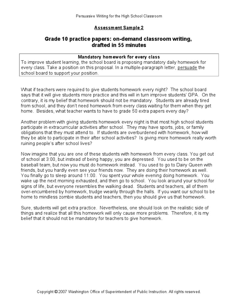 Grade 10 Practice Papers: On-Demand Classroom Writing, Drafted in 55 ...