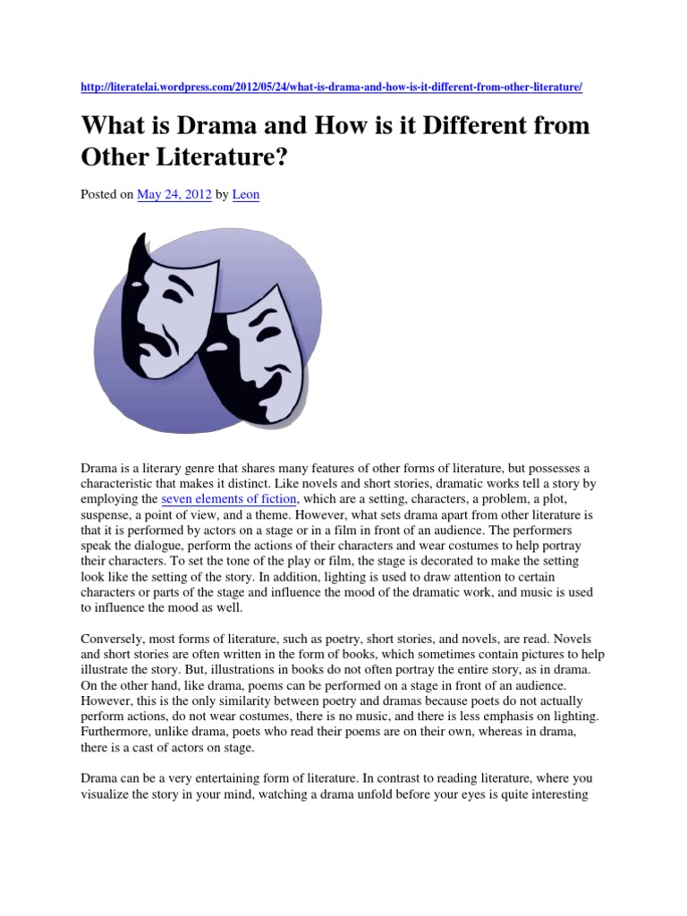 What Is Drama and How Is It Different From Other Literature? | PDF ...
