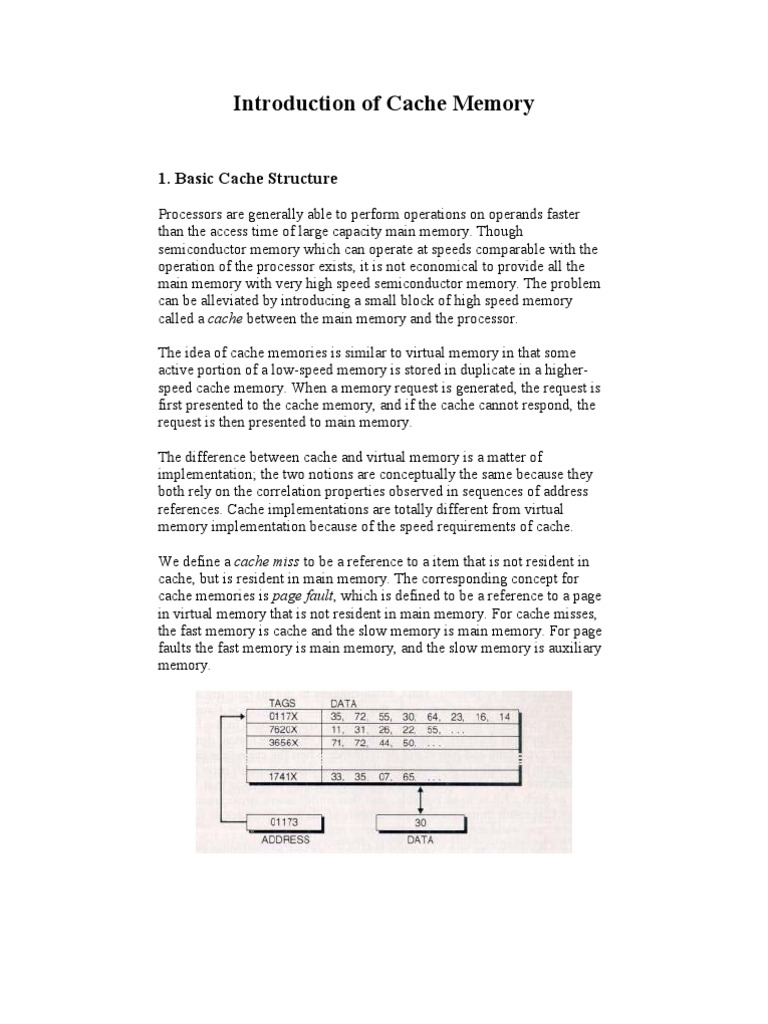 Introduction of Cache Memory | PDF | Cpu Cache | Cache (Computing)