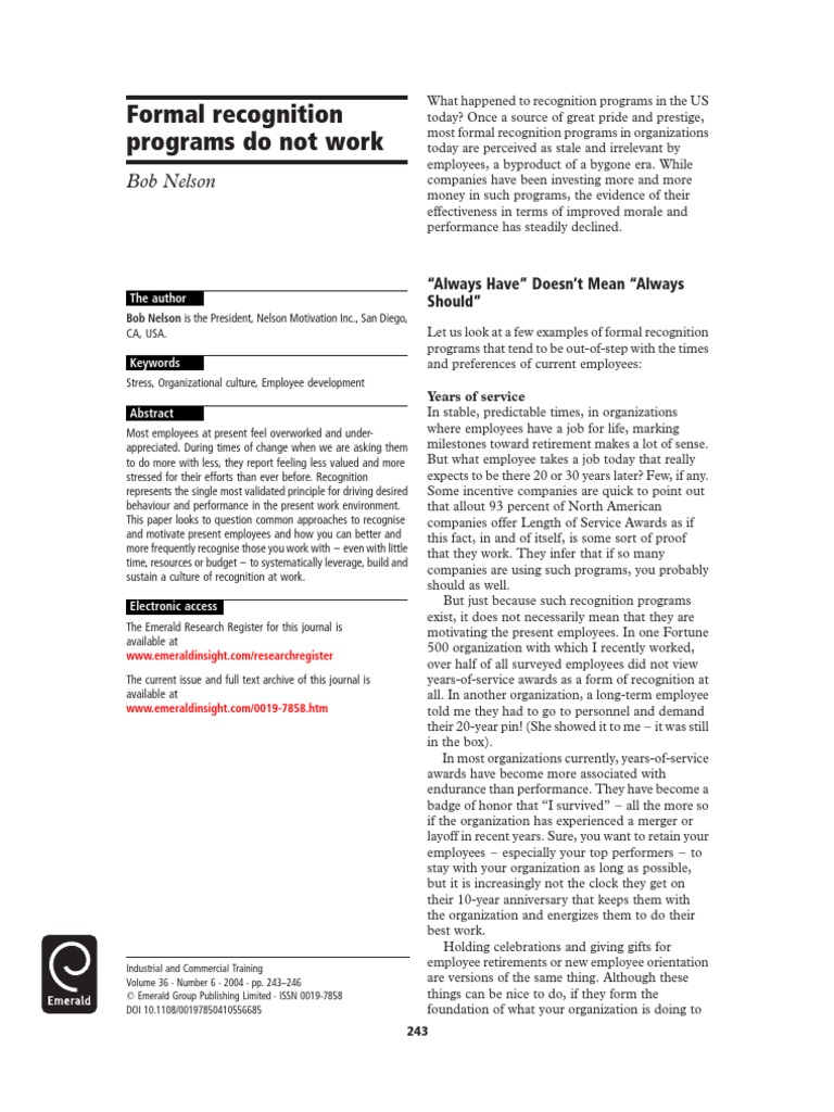 4 Nelson Formal Recognition | PDF | Motivation | Motivational