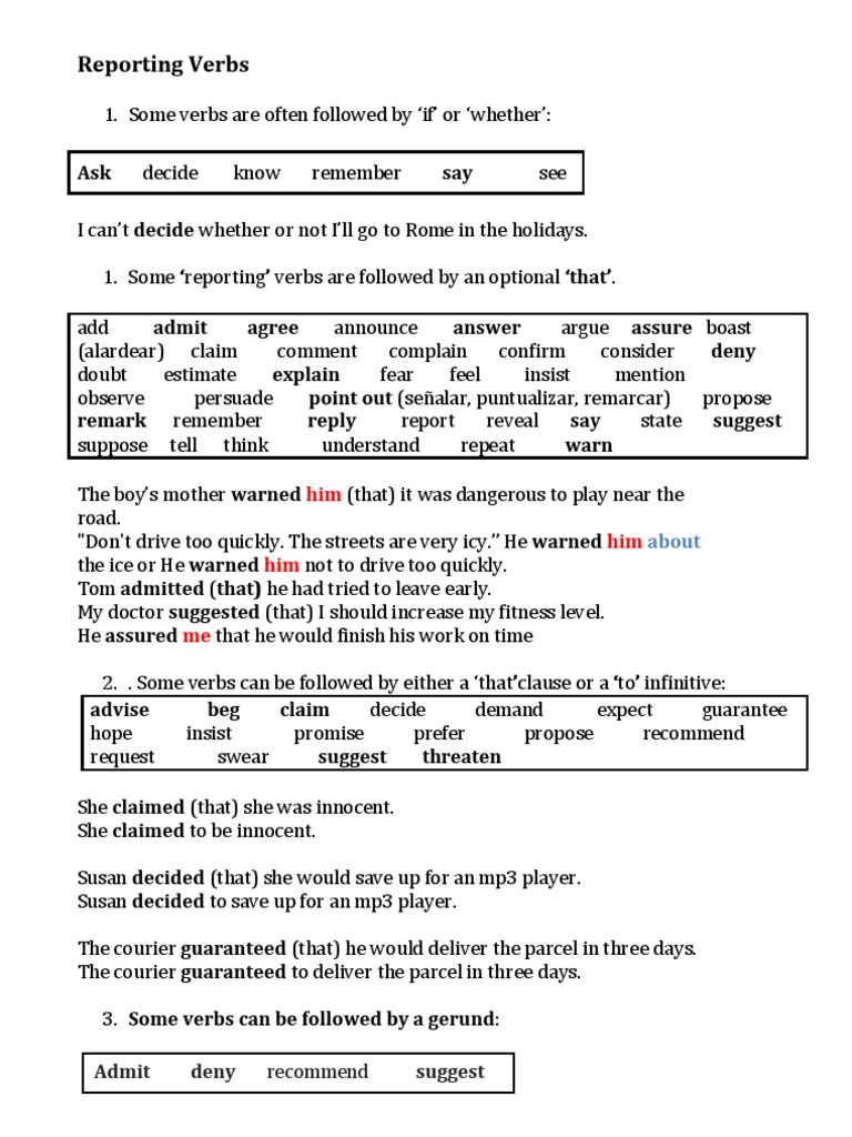 Reporting Verbs | PDF
