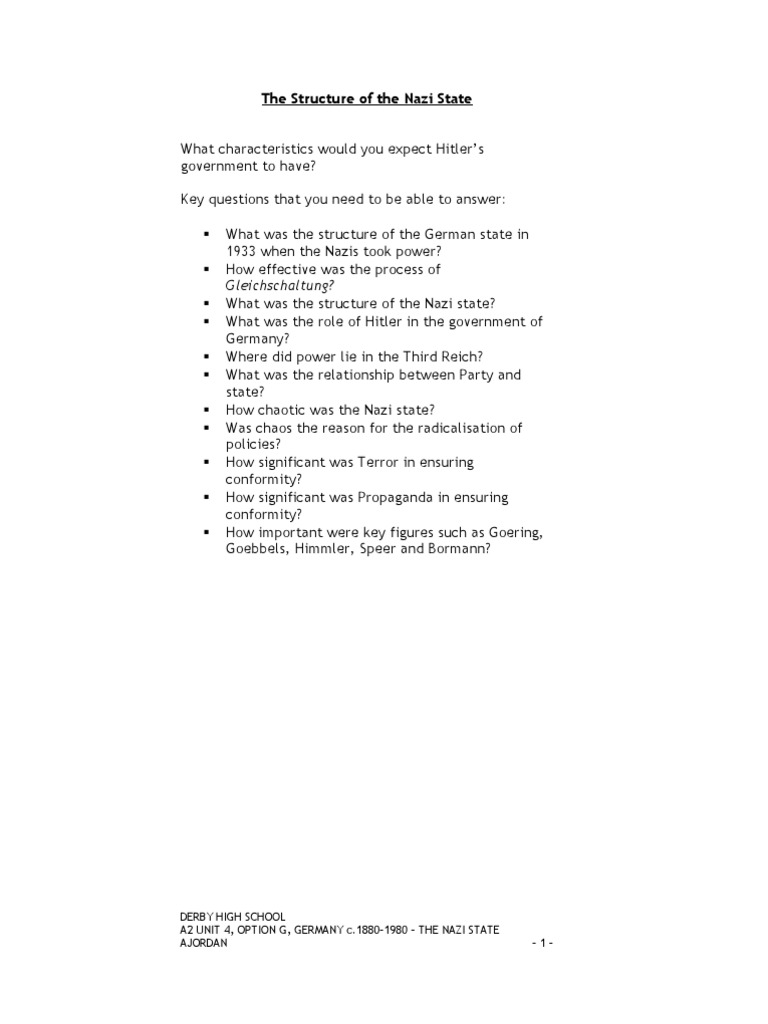 AJ The Structure of The Nazi State | PDF