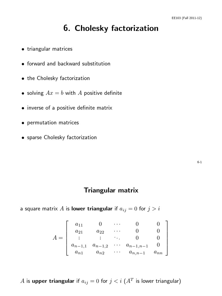 Cholesky Factorization Explained Pdf