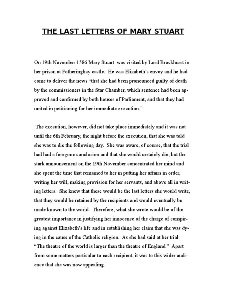 Last Letters of Mary Stuart | PDF | Mary, Queen Of Scots