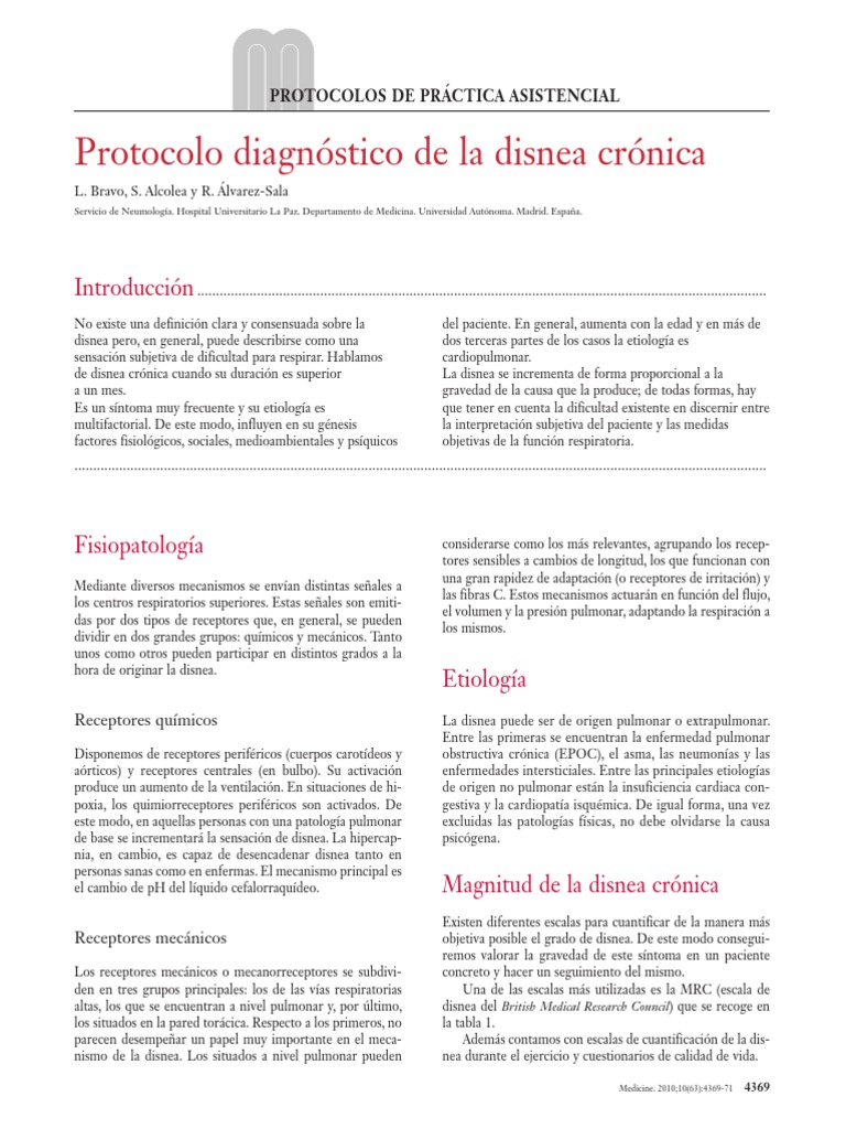 Protocolo diagnóstico para la disnea crónica: una guía para evaluar la ...