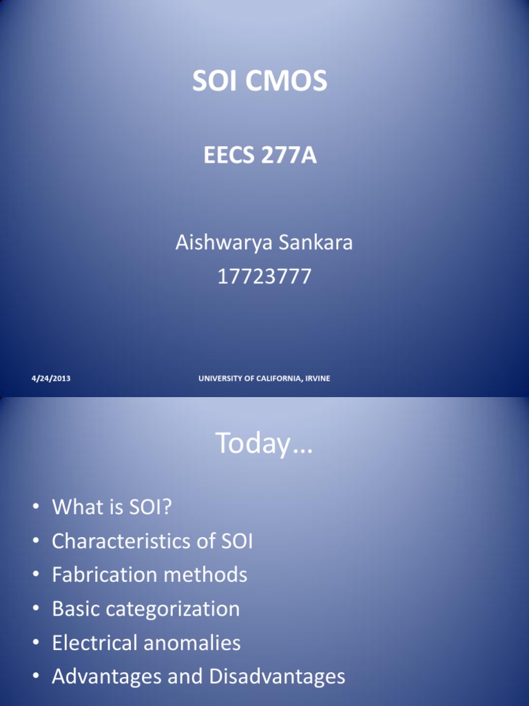 An Overview of Silicon-on-Insulator (SOI) CMOS Technology ...