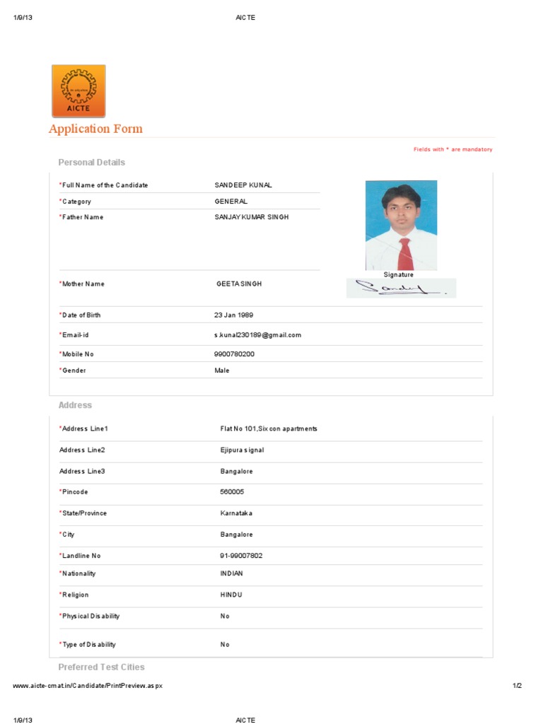 Application Form: Personal Details | PDF