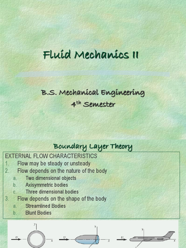 Fluid Mechanics II: B.S. Mechanical Engineering 4 Semester | PDF | Boundary Layer | Fluid Dynamics