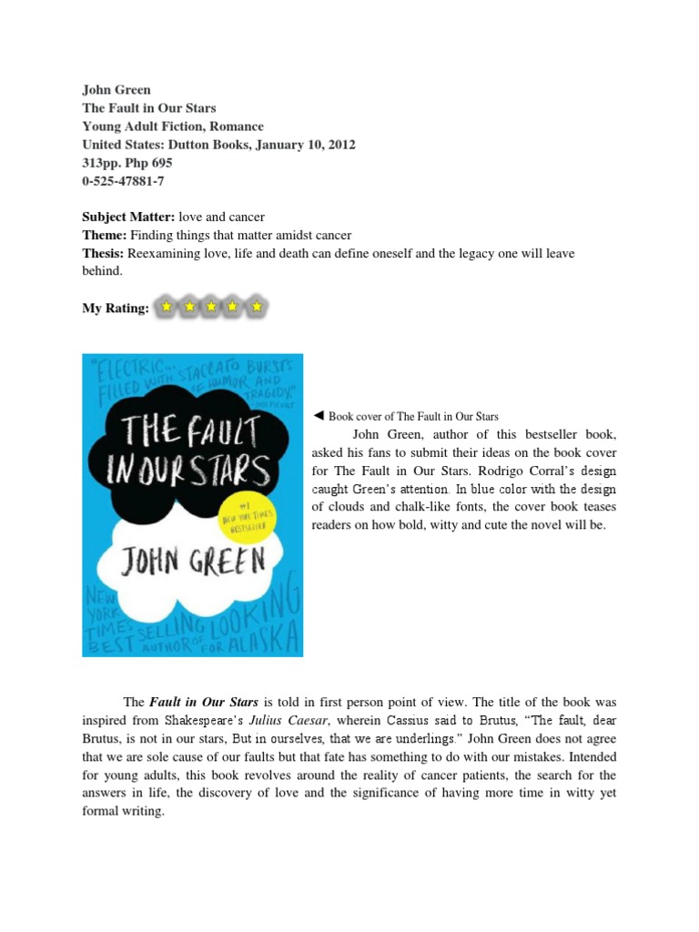 John Green The Fault in Our Stars Young Adult Fiction, Romance United ...