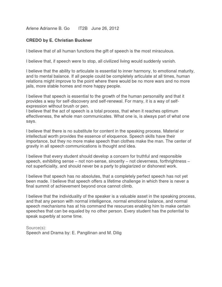 CREDO by E. Christian Buckner: Source(s) | PDF