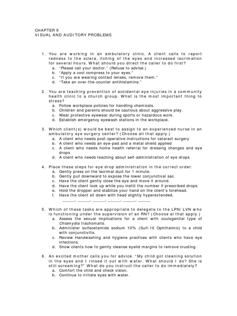 Chapter 09 - Visual and Auditory Problems | PDF | Medical Specialties | Clinical Medicine