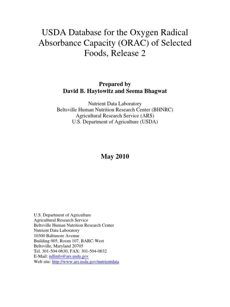 Orac Table | PDF | Oxidative Stress | Antioxidant