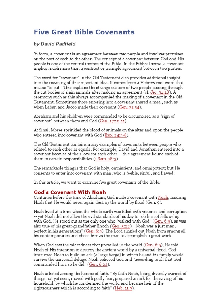 Five Great Bible Covenants.docx | Covenant Theology | Covenant (Biblical)