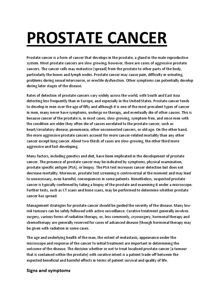 Prostate Cancer: Signs and Symptoms | Download Free PDF | Prostate ...