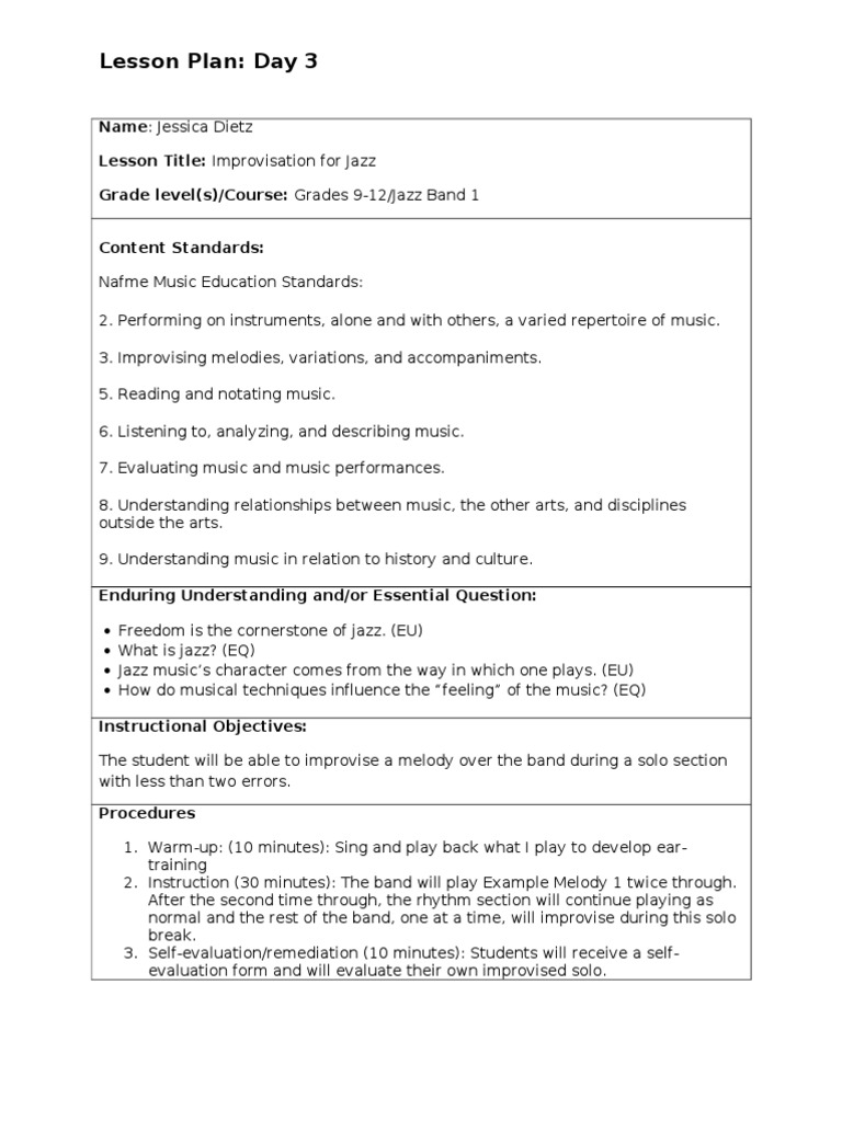 Lesson Plan Day 3 | Download Free PDF | Educational Assessment ...