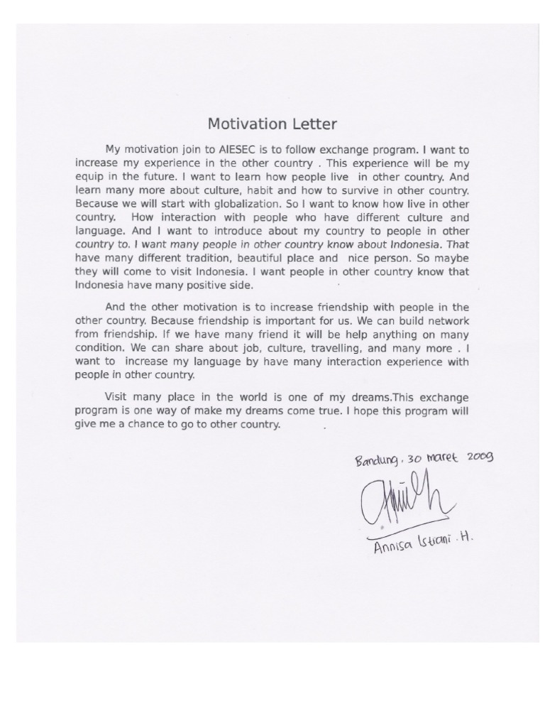 Motivation Letter | PDF