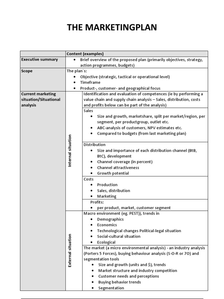 Marketing Plan The Structure | PDF | Strategic Management | Market ...