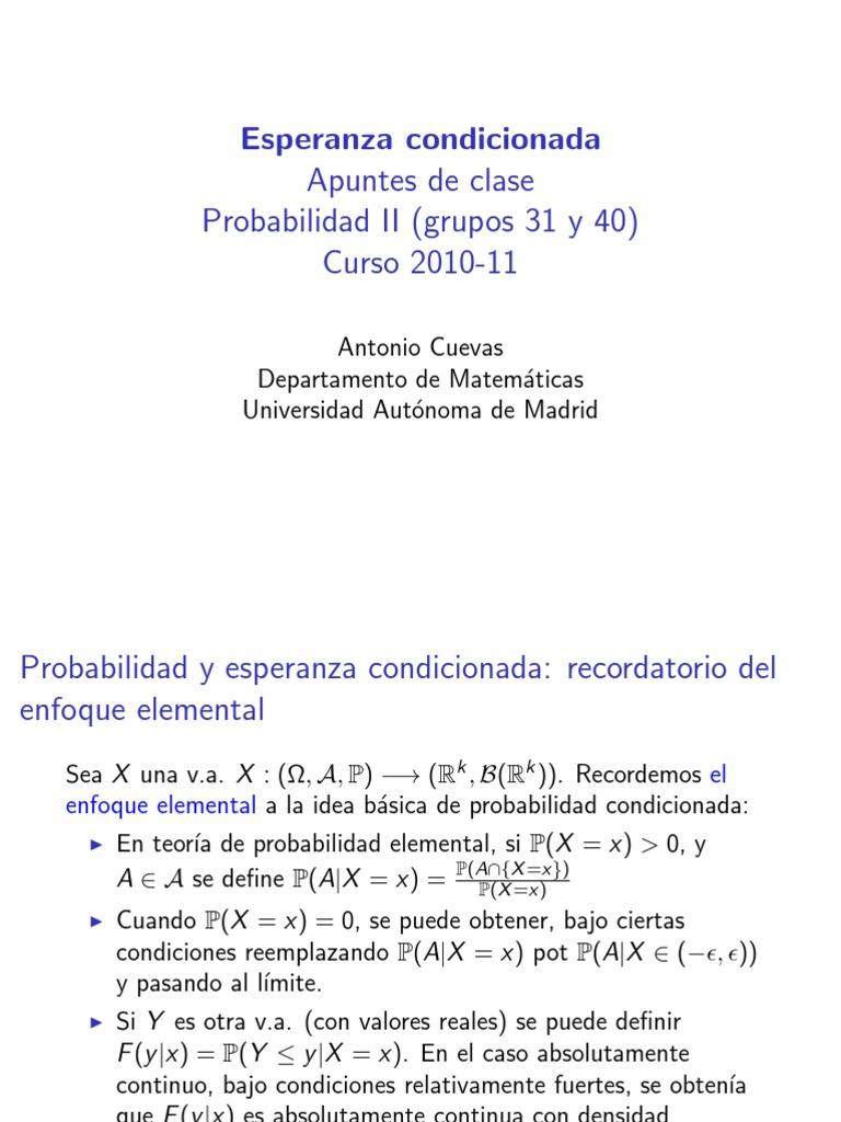 Esperanza Condicionada | PDF | Objetos matemáticos | Conceptos matemáticos