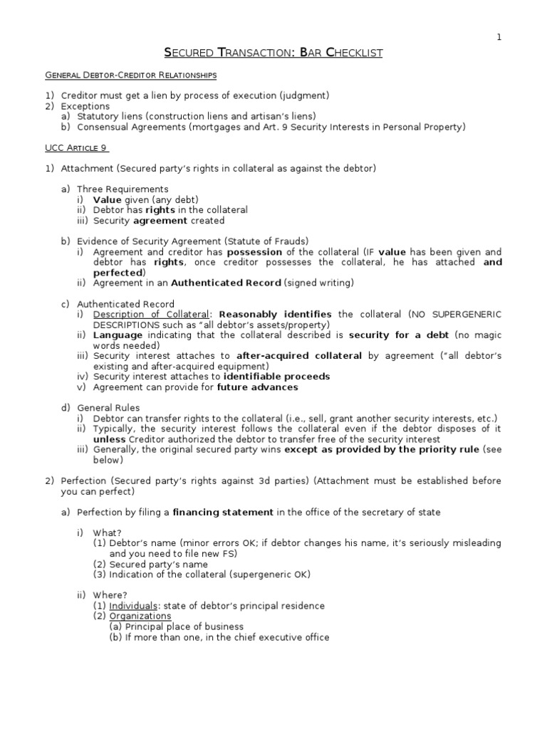 Secured Transactions Bar | Download Free PDF | Security Interest | Lien