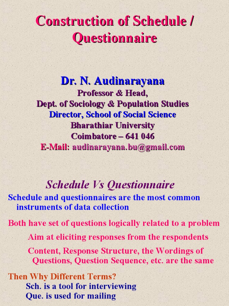 Differences Between Questionnaire and Schedule | PDF | Question ...