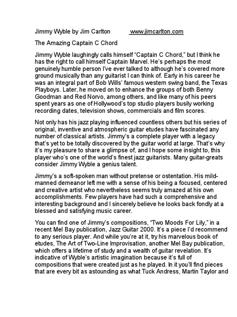 Interview With Jimmy Wyble | PDF | Jazz | Country Music