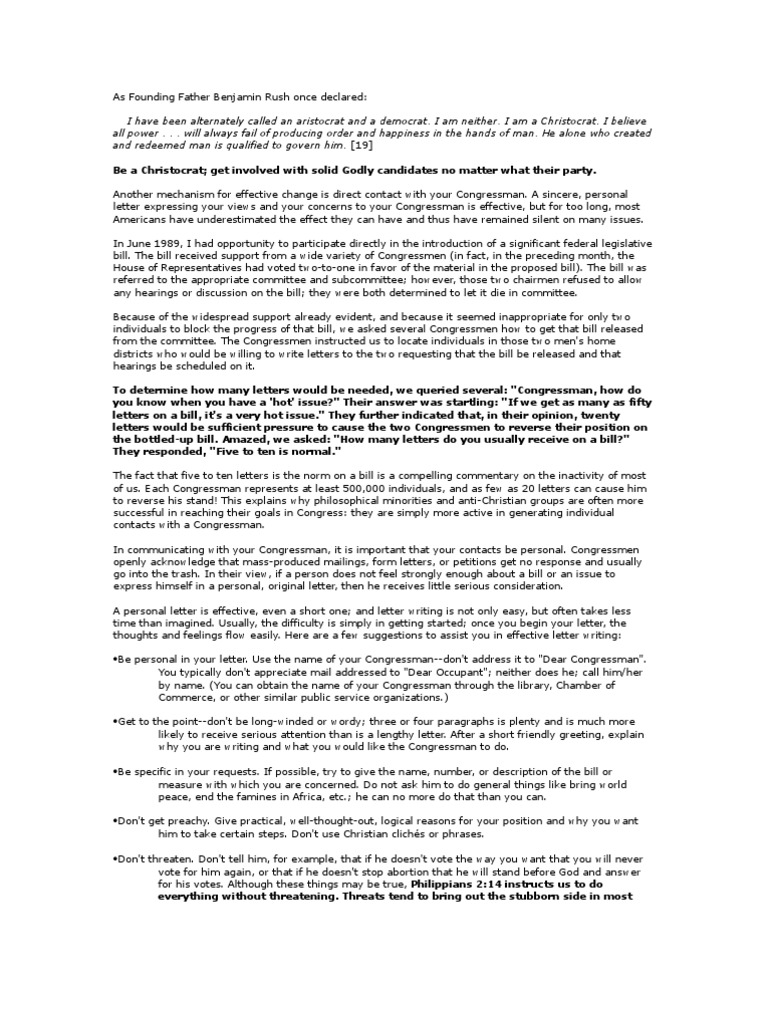 Writing Effective Letters to Congress | PDF | United States House Of ...