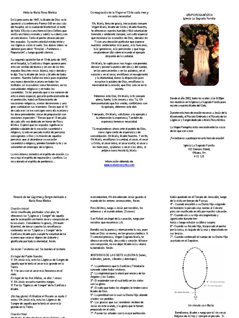 Rosa Mistica Triptico Con Rosario | María, madre de Jesús | Oración