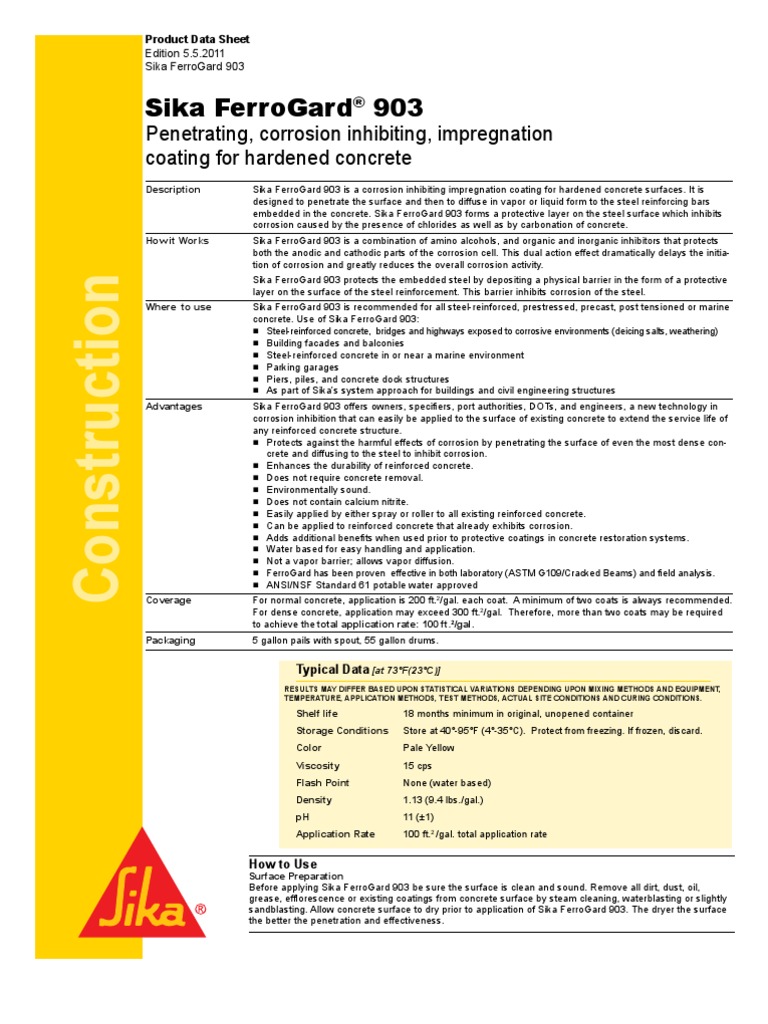 Sika FerroGard 903 | PDF | Reinforced Concrete | Corrosion