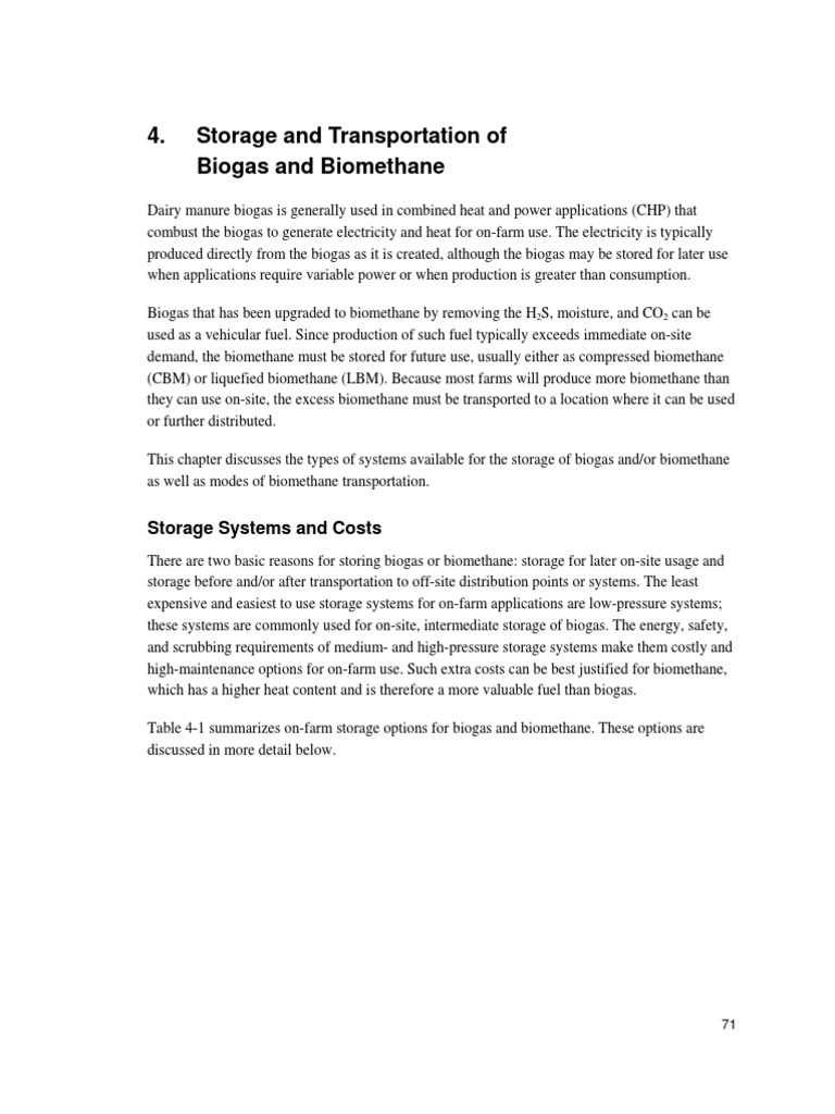 Storage and Transportation of Biogas and Biomethane | PDF | Biogas ...
