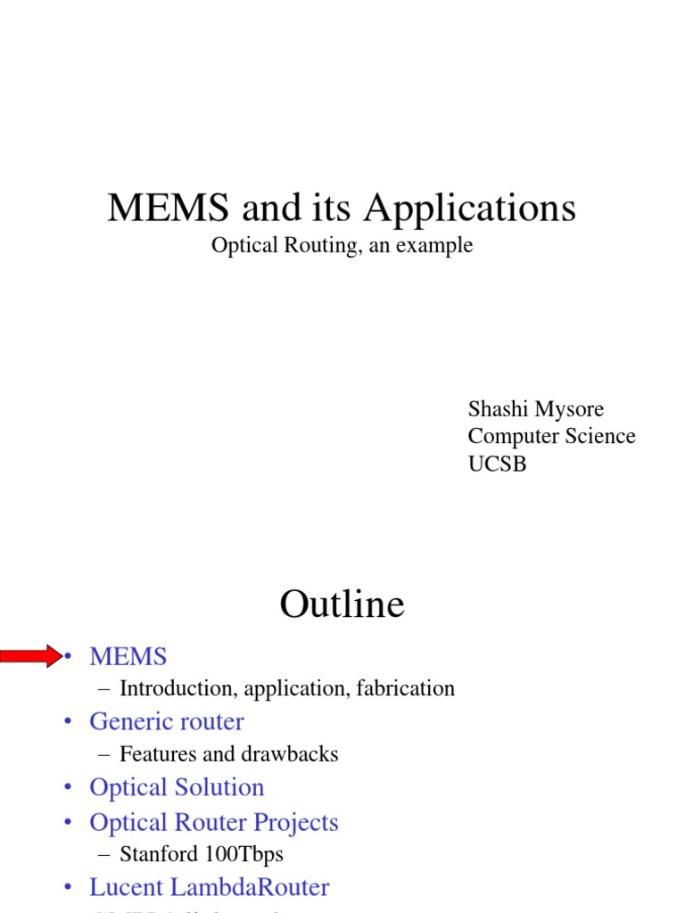 MEMS and Its Applications: Optical Routing, An Example | PDF ...