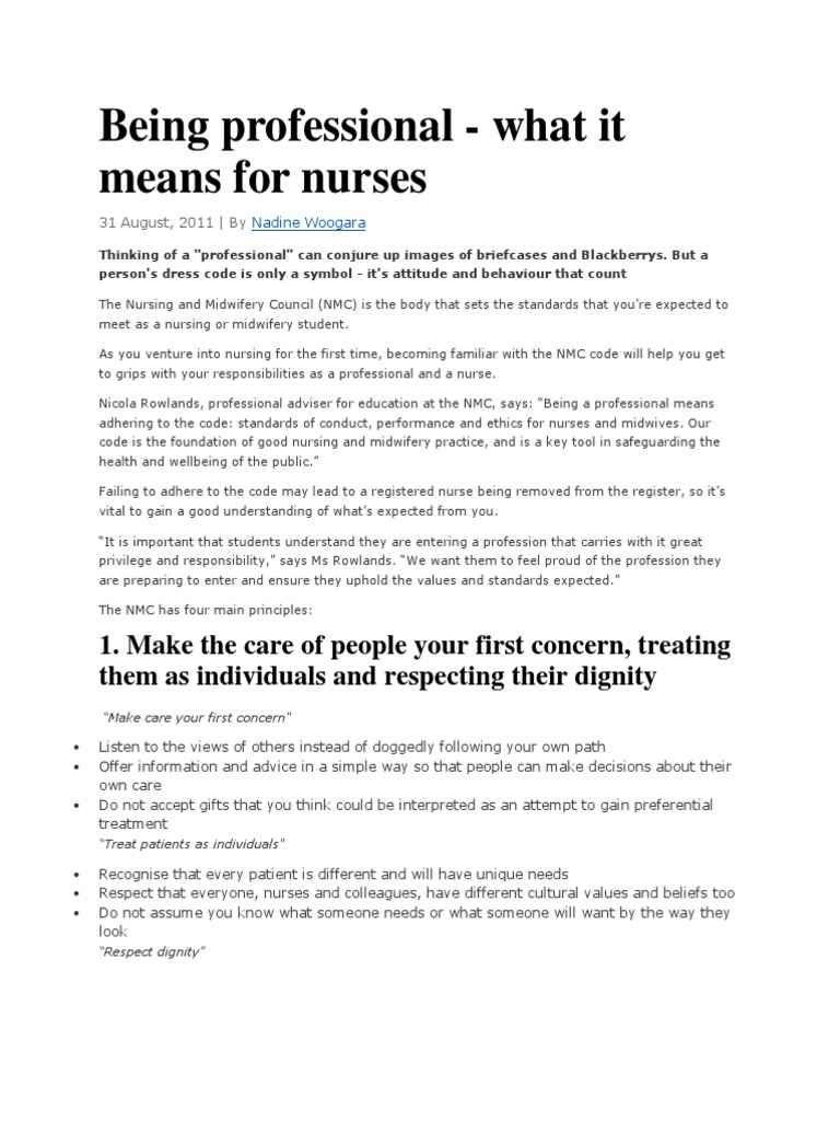 Being Professional | PDF | Nursing | Health Care