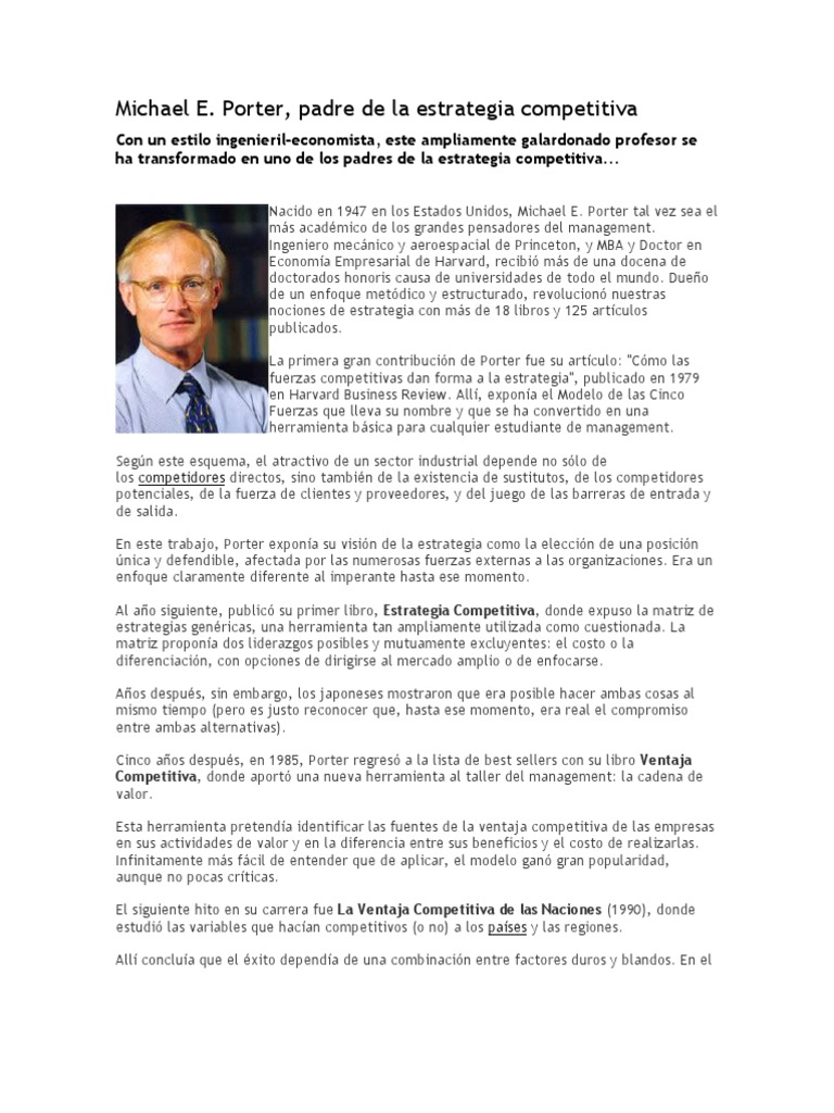 Michael e Porter Biografia | PDF | Ventaja competitiva | Business