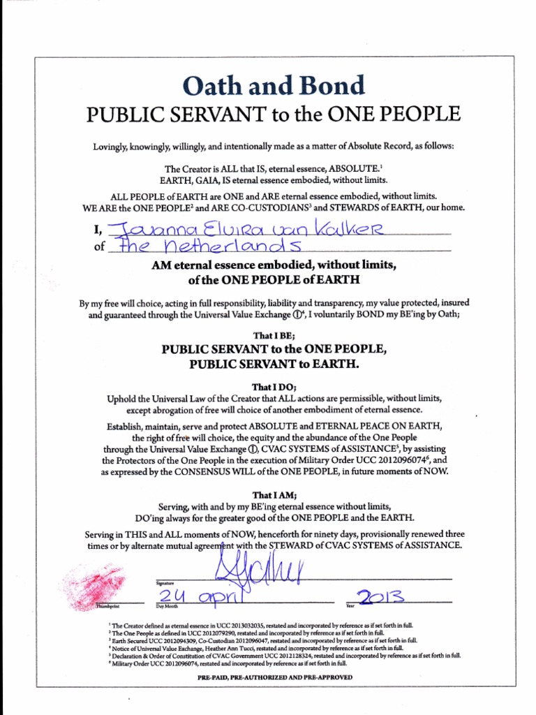 OPPT oath and bond public servant