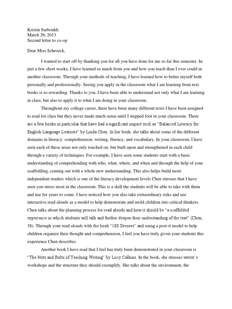 Letter To Cooperating Teacher - 2 | PDF | Reading Comprehension ...