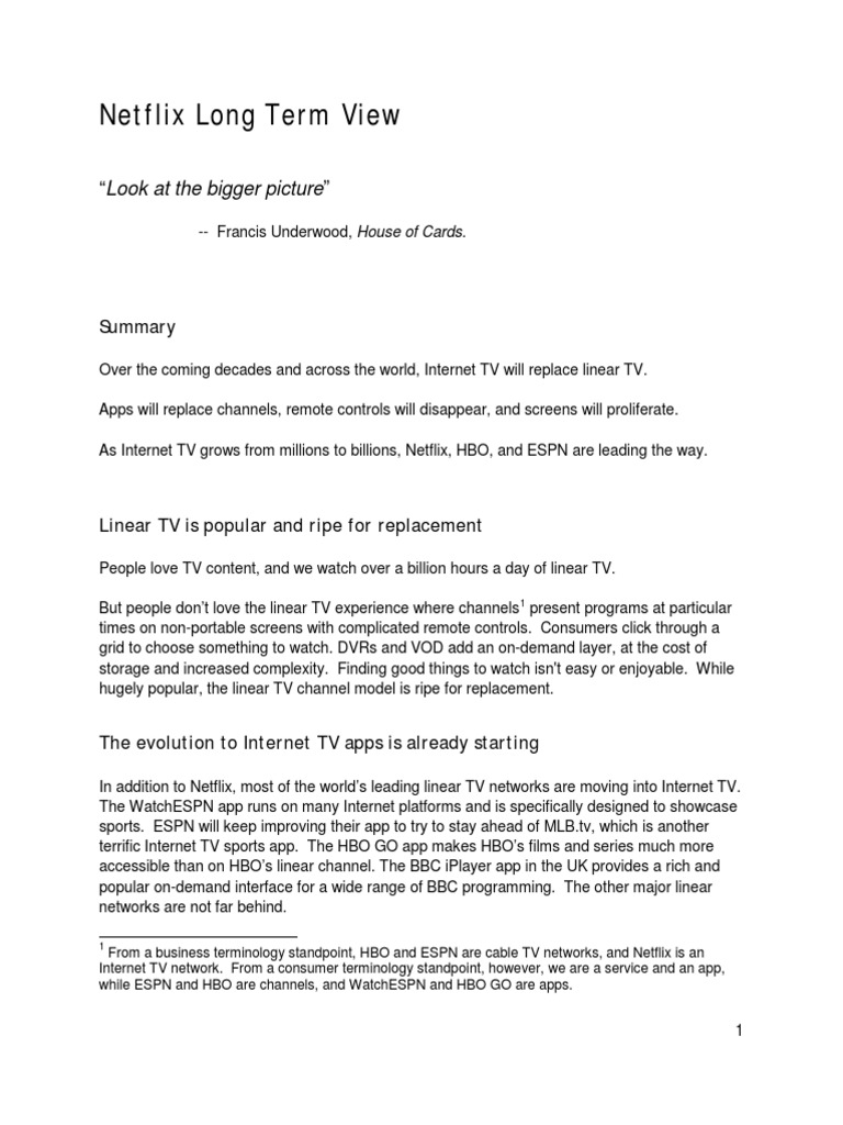 Netflix Ir Letter | PDF | Video On Demand | Television