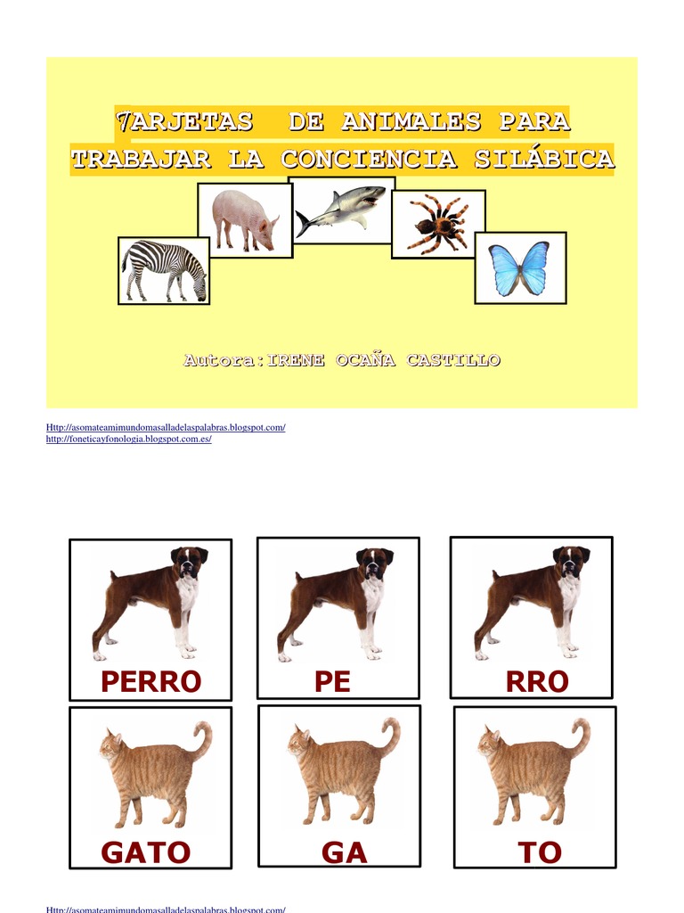 Tarjetas de Animales para Silábica | PDF