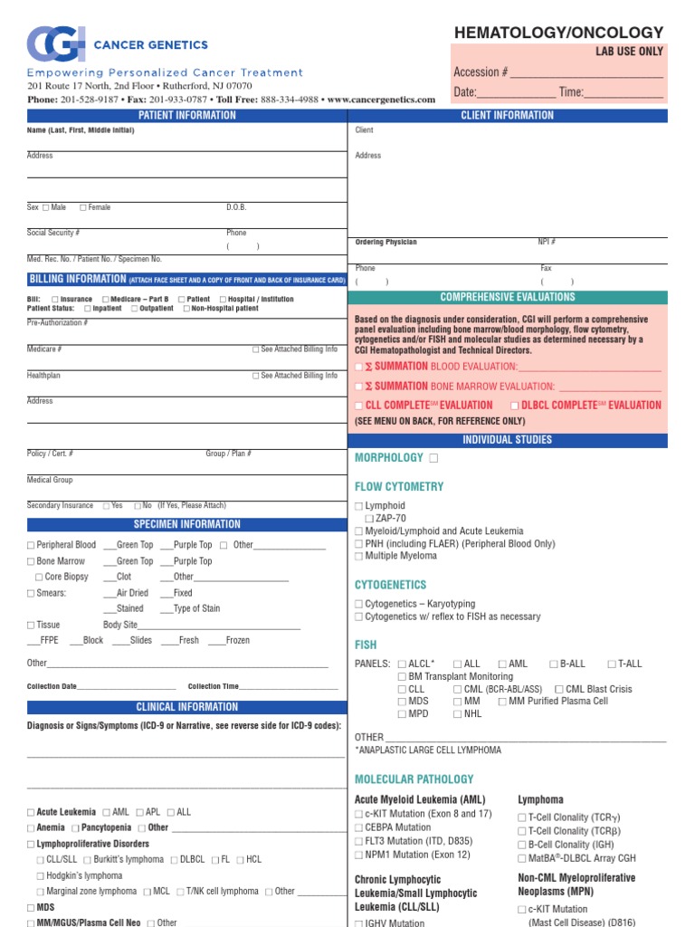 Hematology Requisition Form | PDF