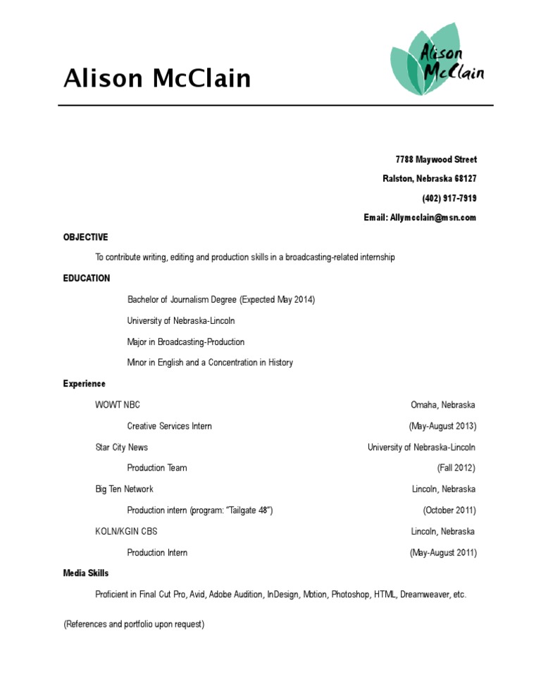 Alison Mcclain Resume | PDF