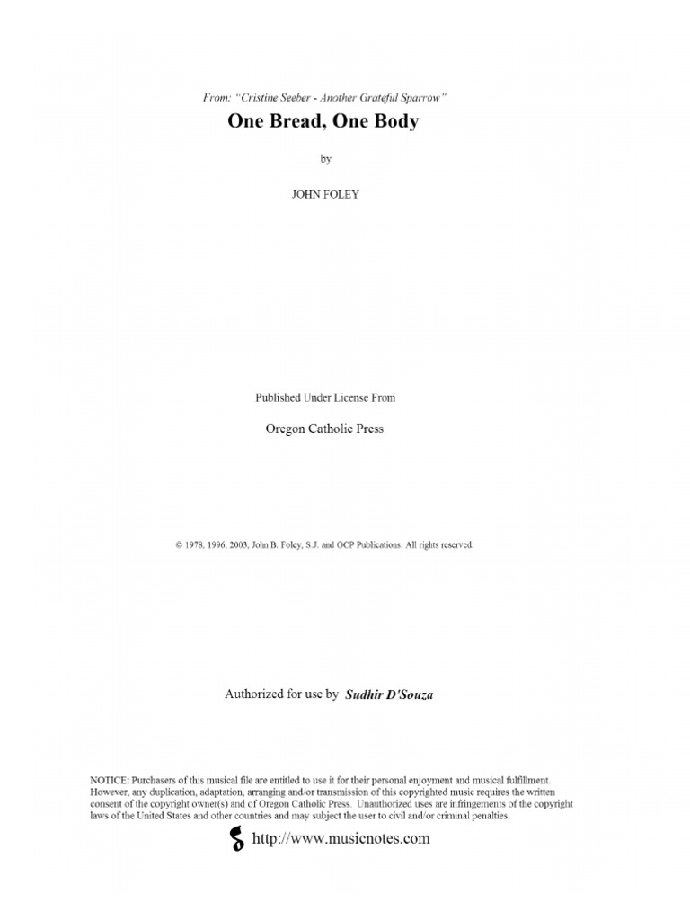 One Bread One Body | PDF | Foreign Language Studies | Home & Garden