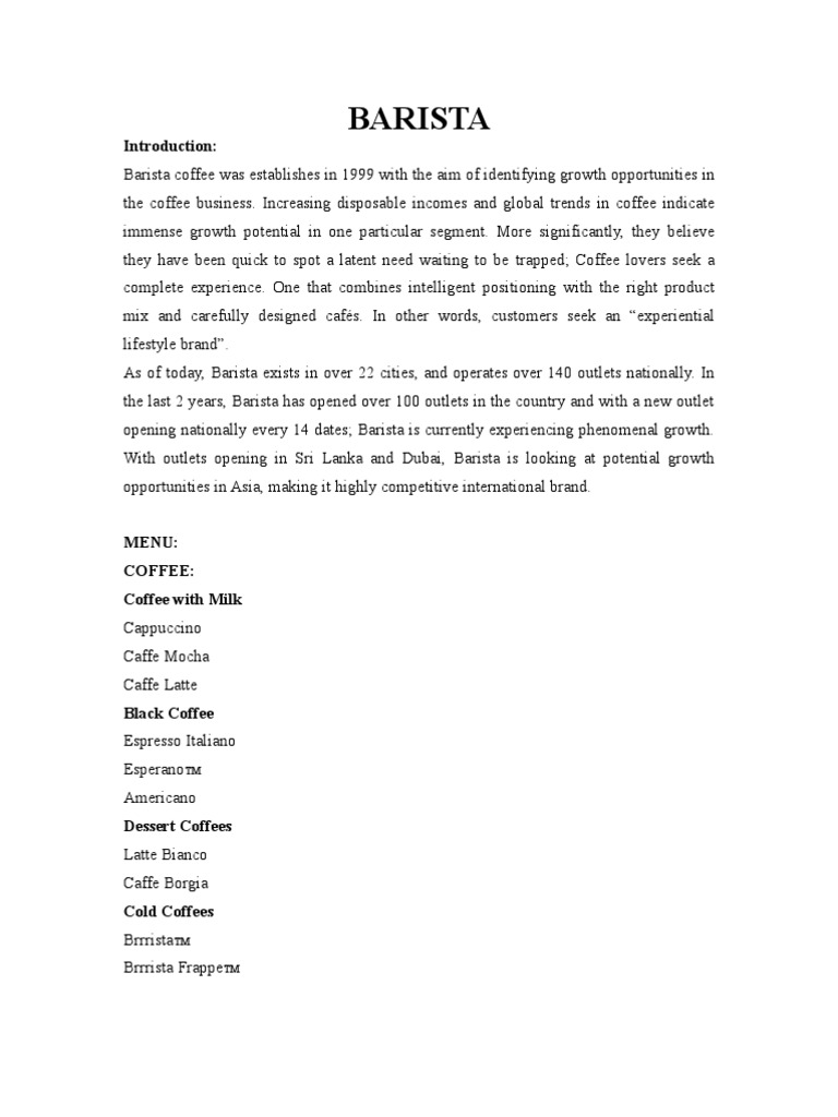 All About Barista | PDF | Coffee | Employment