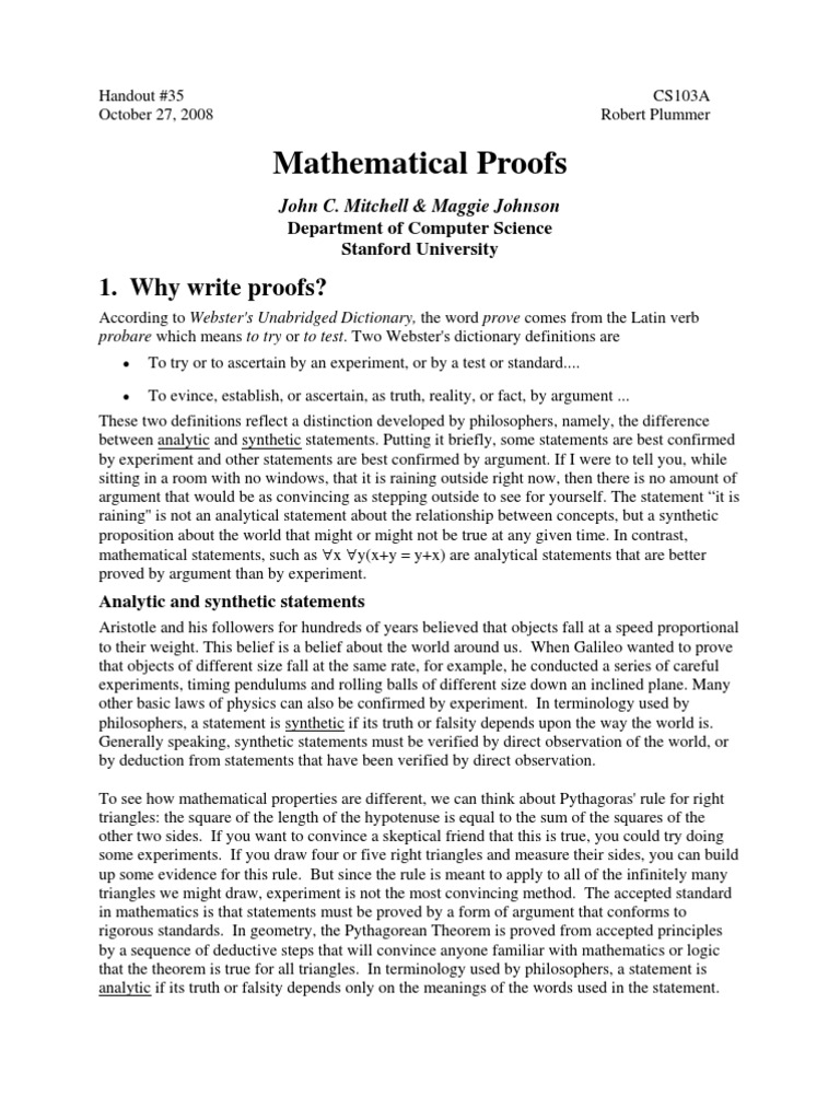 35 Mathematical Proofs | PDF | Mathematical Proof | Teaching Mathematics