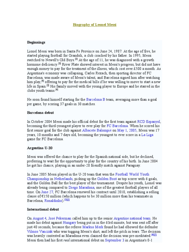 Lionel Messi: A Biography | PDF | Lionel Messi | Fc Barcelona