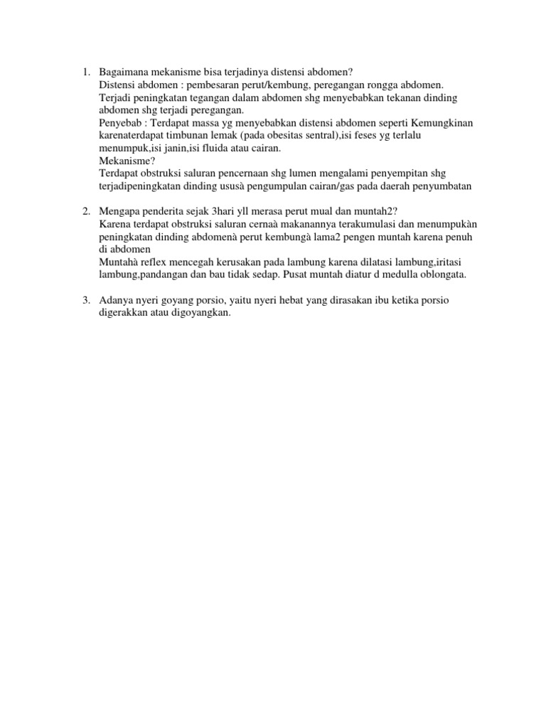 Bagaimana Mekanisme Bisa Terjadinya Distensi Abdomen | PDF