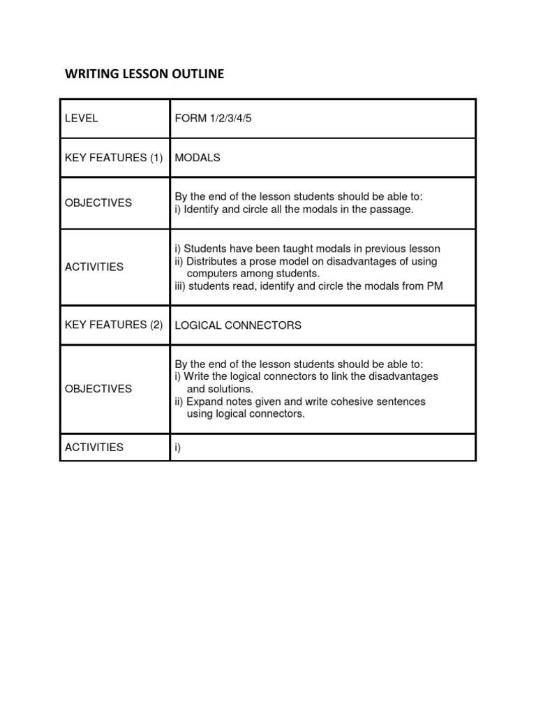Lesson For Writing | PDF